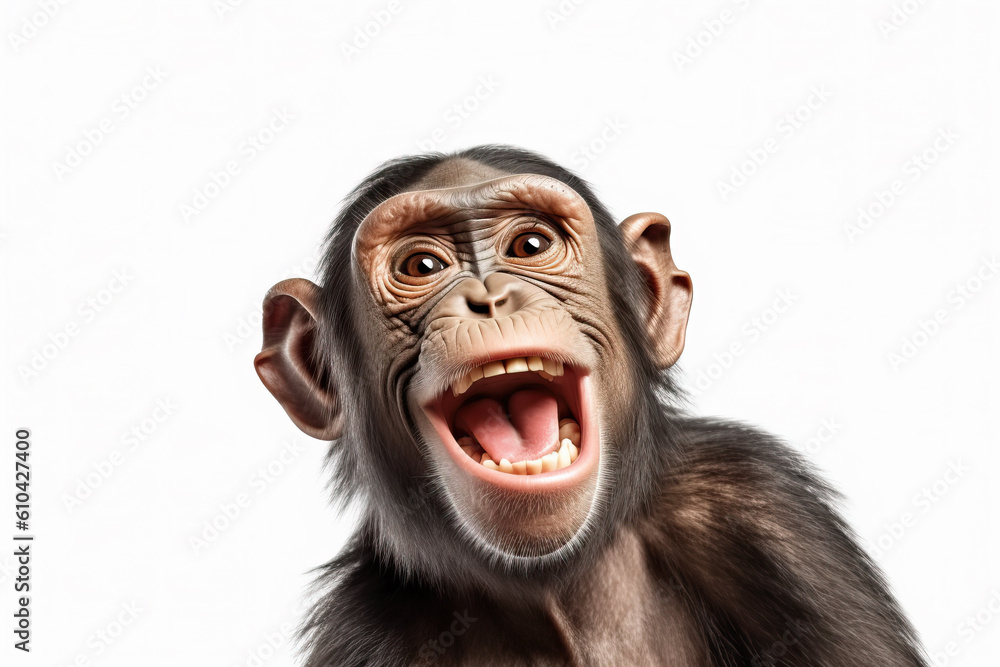 A monkey with its mouth open and it's mouth wide open. Isolated Stock ...