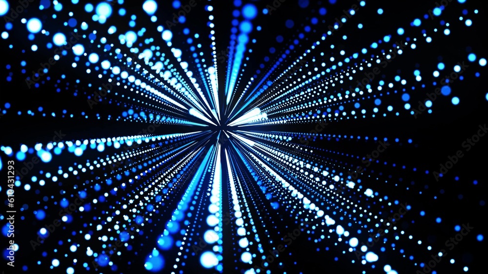 abstract 3d background with glowing particles lined up in rows in 3d ...