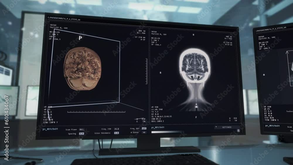 Medical brain scanning procedure at the healthcare center. Medical x ...