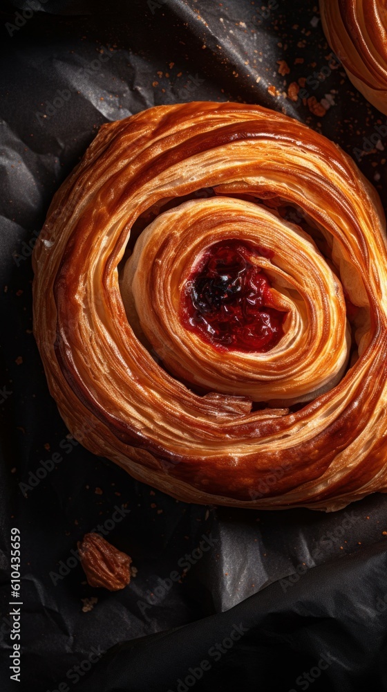 Freshly Baked Danish Pastry Photorealistic Vertical Background. Crusty ...