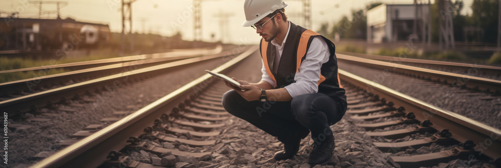 Railway Engineer at Work Monitoring and Analyzing Data inspection ...