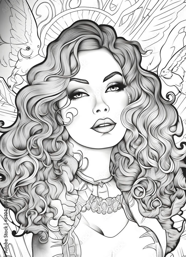 black and white coloring page of transgender woman pride. detailed ...