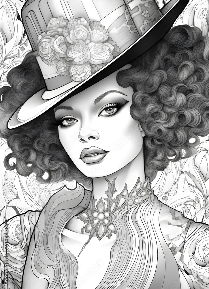 black and white coloring page of transgender woman pride. detailed ...