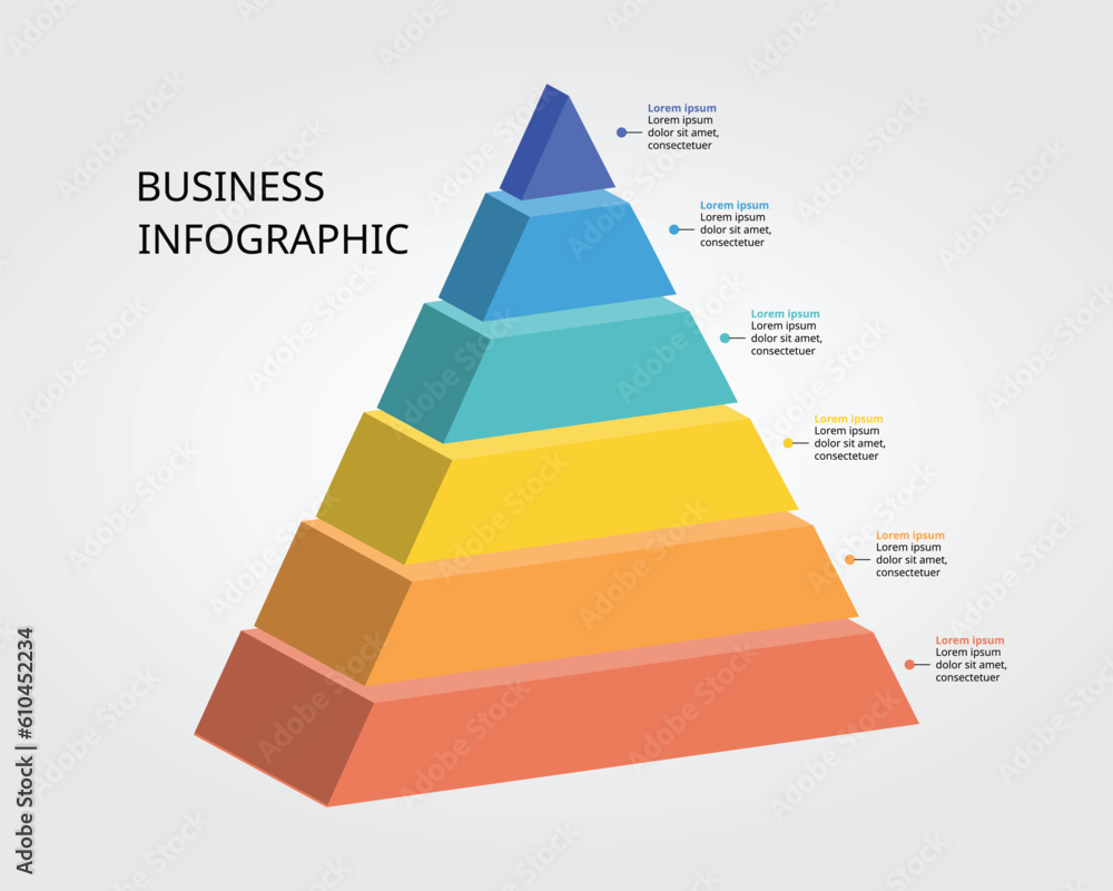 pyramid chart template for infographic for presentation for 6 element ...