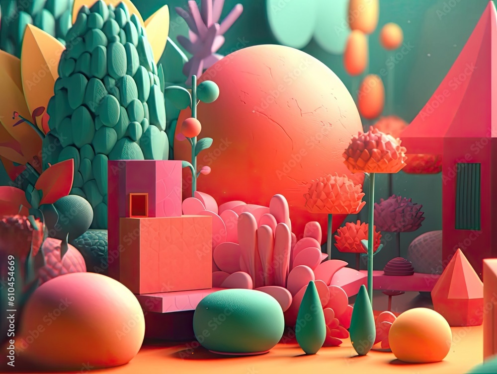 The 3D rendered image depicts a whimsical, animated character with soft ...