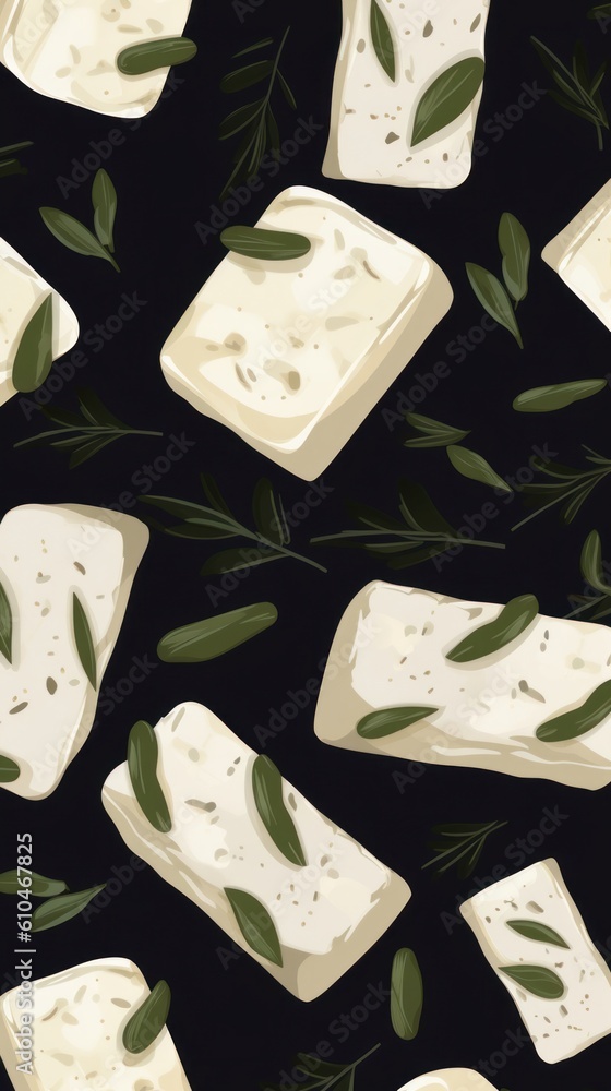 Delicious Feta Cheese Cartoon Vertical Background Illustration. Creamy ...