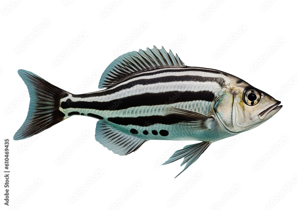 Zebra fish isolated on transparent background. Generative AI. Stock ...