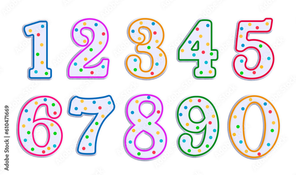 Birthday numbers set vector design. Birthday number elements party and ...