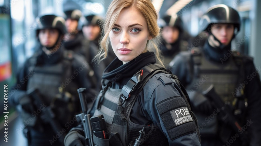 police officers in full gear and uniform with safety protective gear ...