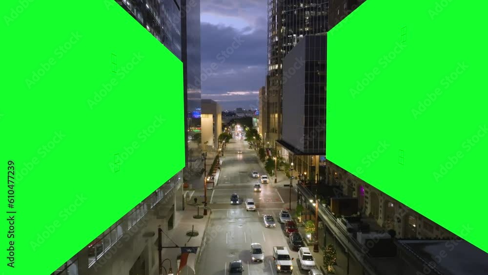 Flying in middle of Chroma key banners inside a city skyline - VFX ...