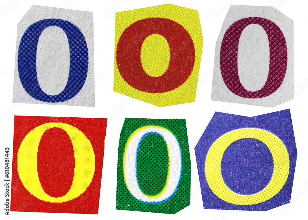 Letter o magazine cut out font, ransom letter, isolated collage ...