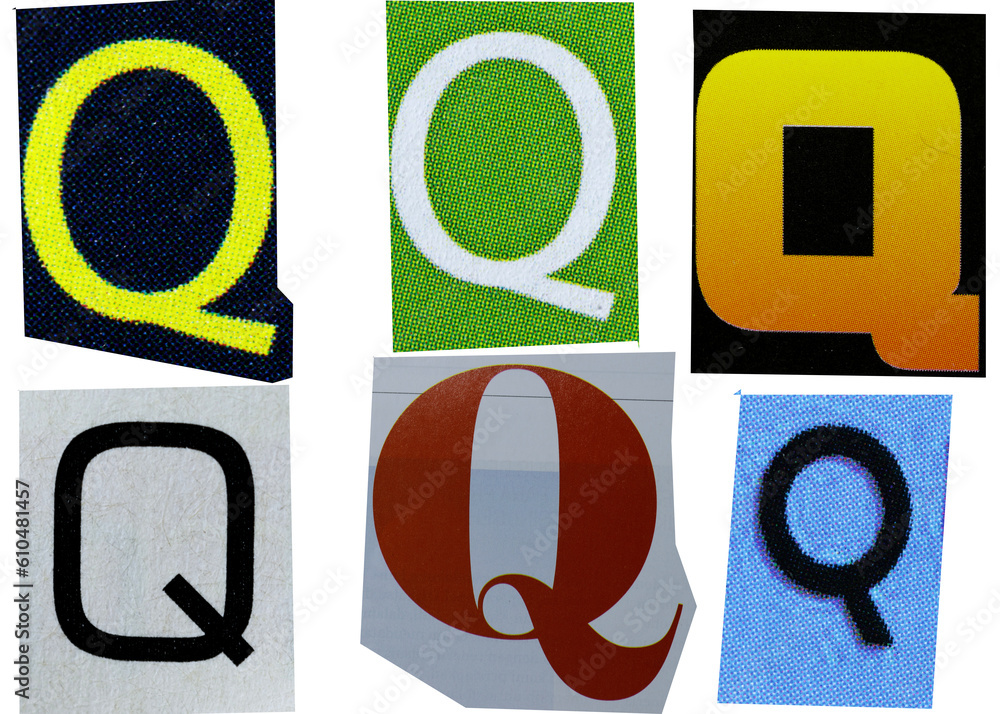 Letter q magazine cut out font, ransom letter, isolated collage ...