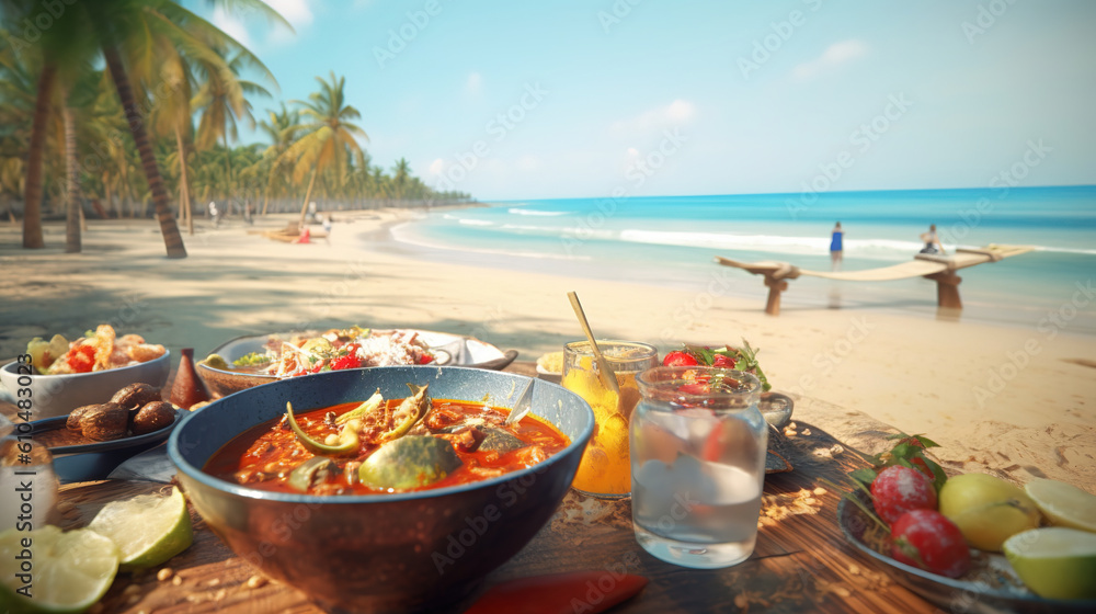 Goa beach side background for a goan seafood food festival promotion ...