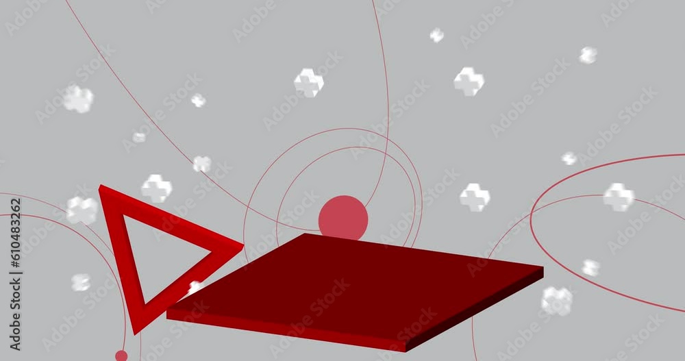 Busy red and white geometric background video template. Simple shape ...