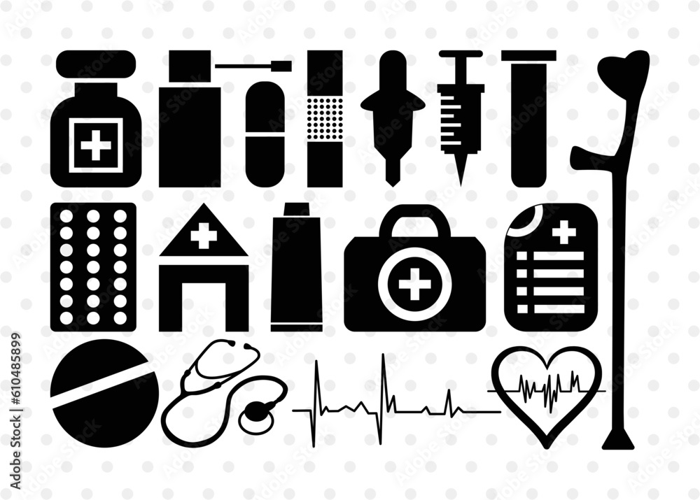 Medical Symbol Silhouette, Medical Symbol SVG, Stethoscope Svg, Nurse ...
