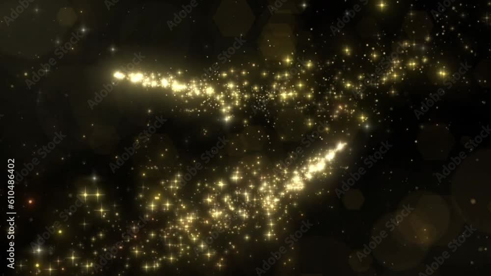Gold glitter animation. Gold particles float up from the bottom with ...