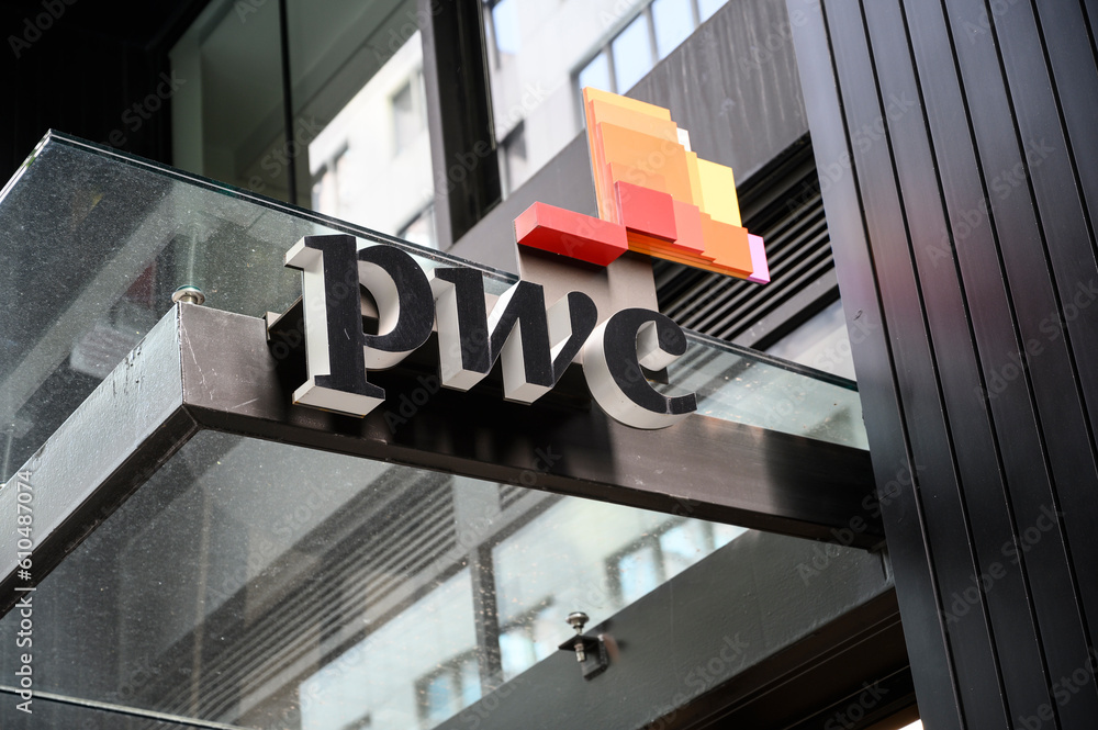 New York, New York, USA - May 24, 2023: A pwc or Pricewaterhouse ...