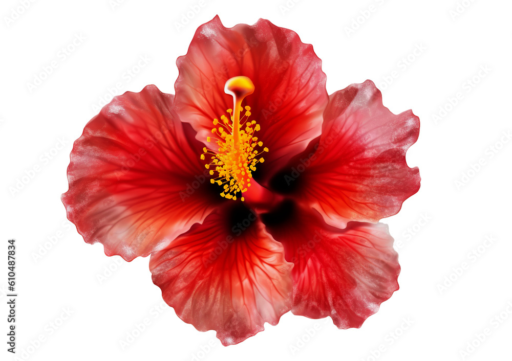 Hibiscus flower illustration on transparent background. Generative AI ...