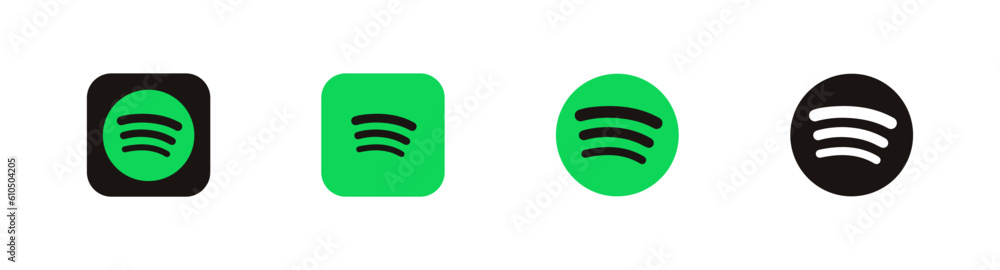 Spotify. Different styles, color, Spotify logo. social media icons ...
