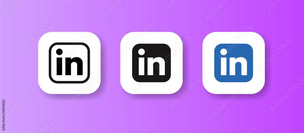 Linkedin. Different styles, color, linkedin logo set. Vector icons ...