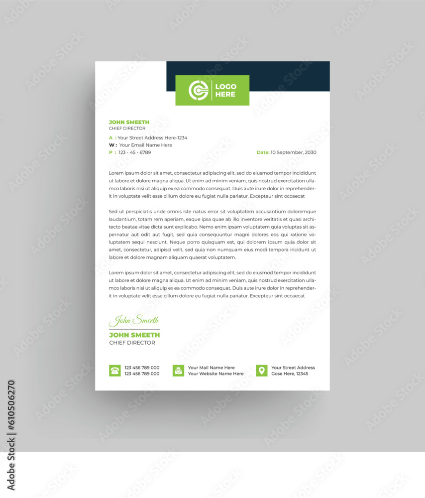 Clean and professional corporate company business letterhead template ...