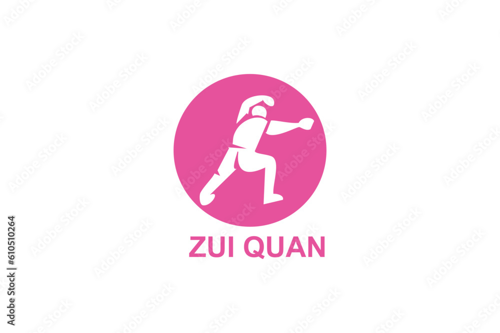 zui quan or "Drunken boxing " sport vector line icon. sportsman ...