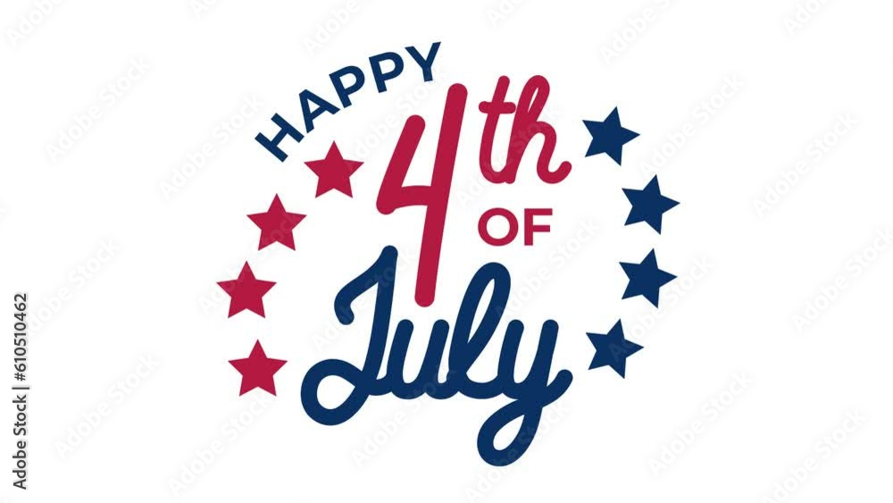 Fourth of July Text Animation with star. Happy 4th of July Independence ...
