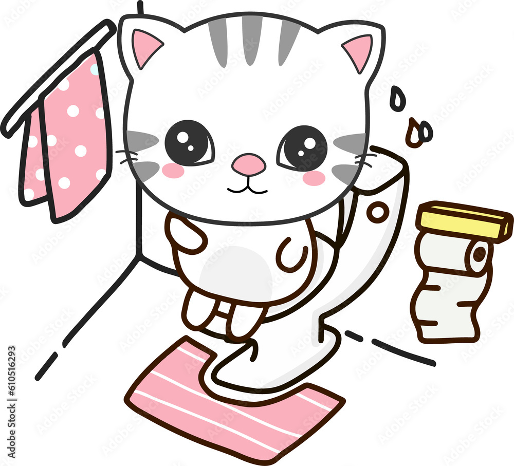 Cute cat Pooping On Toilet. Png clipart isolated on transparent ...