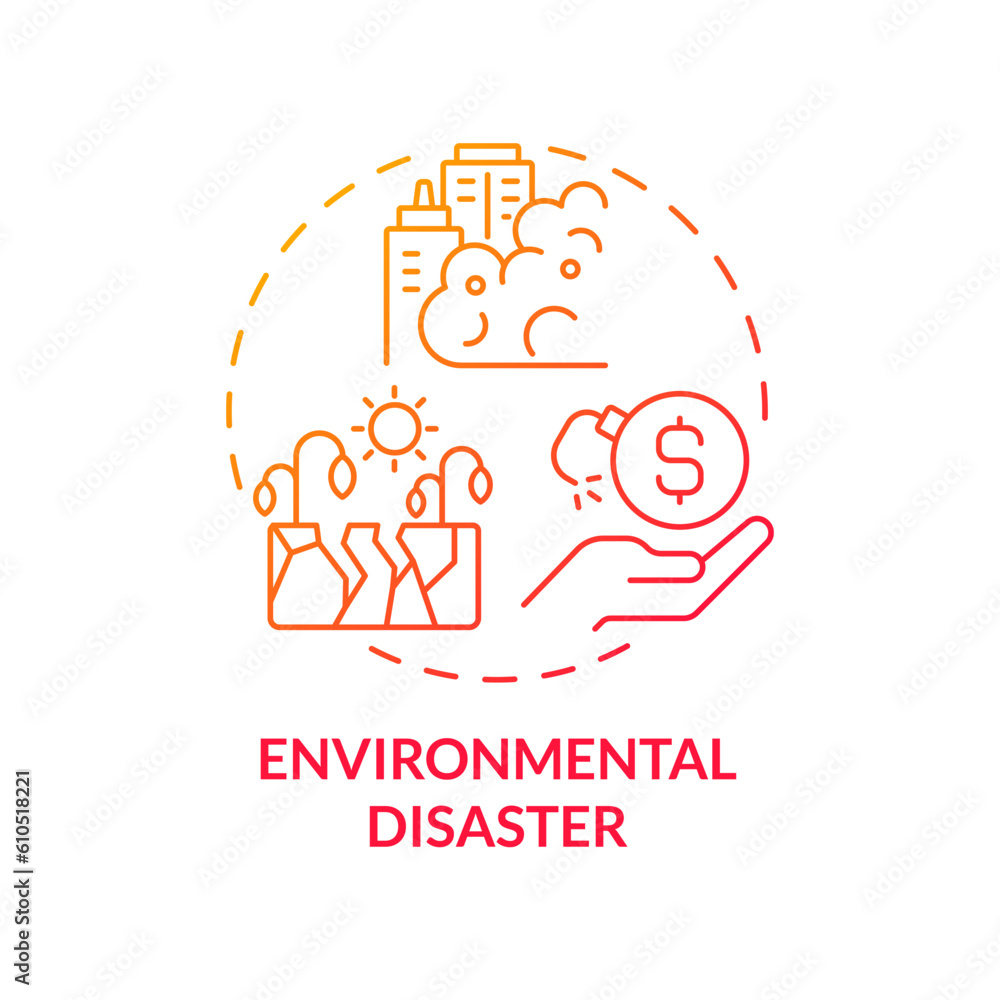 Environmental disaster red gradient concept icon. Climate change ...
