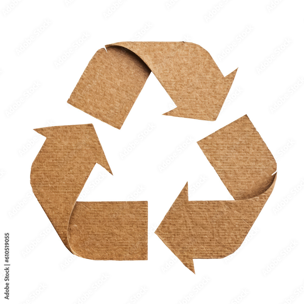 Cardboard recycling symbol isolated on transparent background. Generative AI Stock Illustration ...