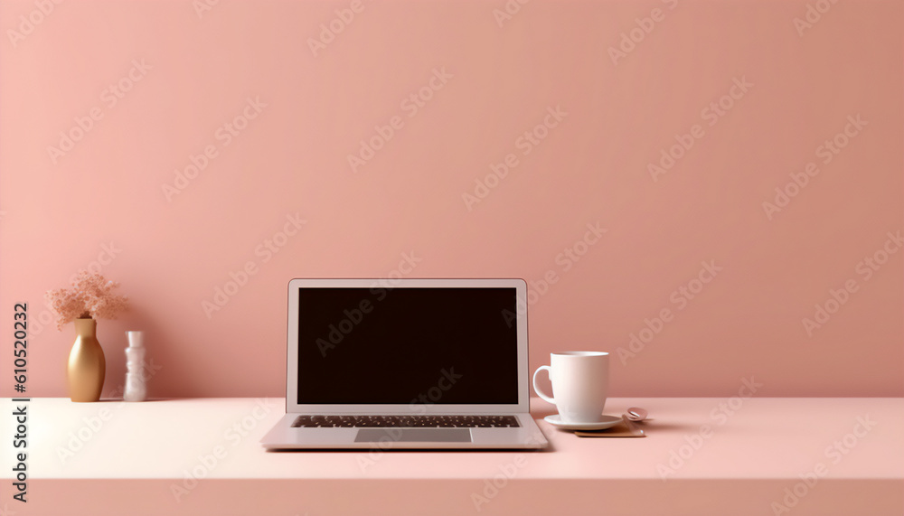 Blank screen laptop isolated on empty background, generative ai ...