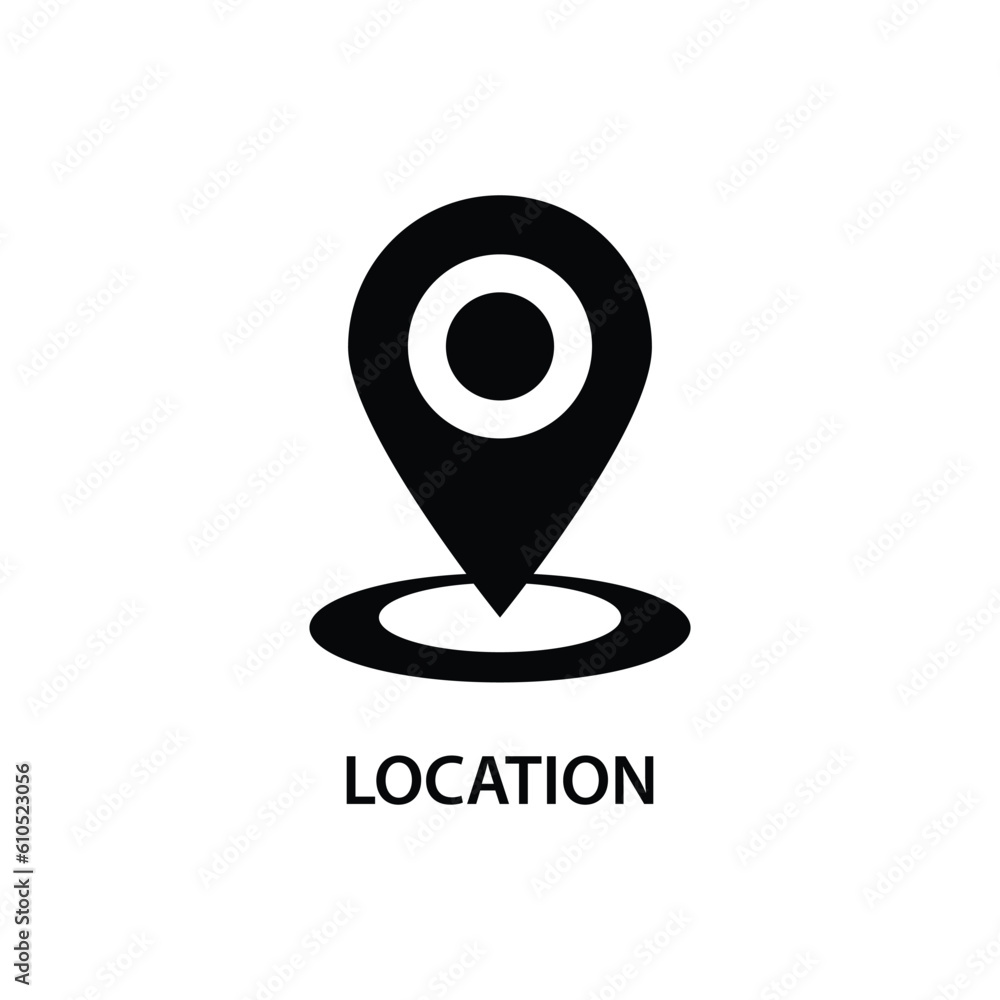Location icon. Black filled vector illustration. Location symbol on ...