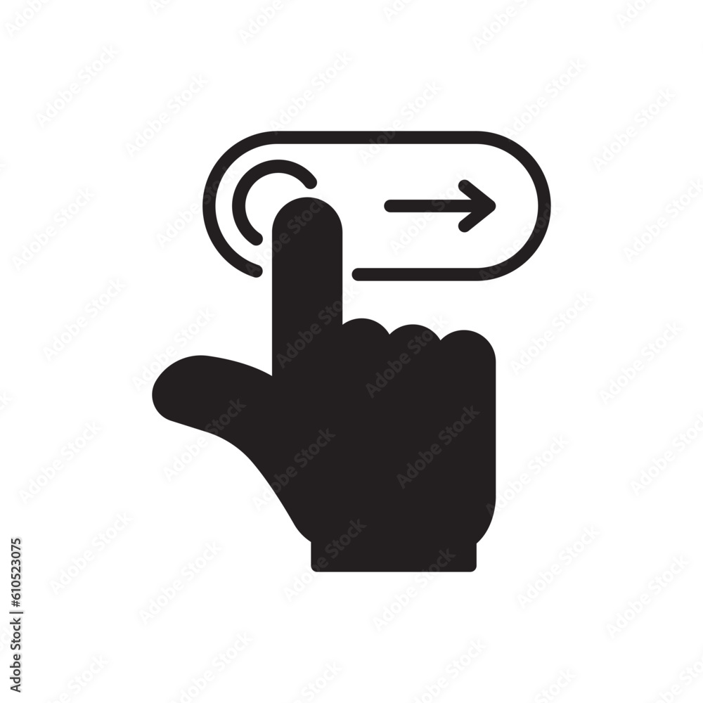 digital unlock or slider icon with black finger point. simple flat ...