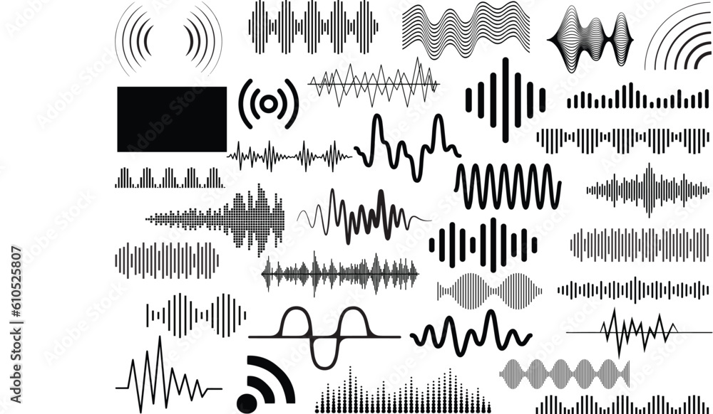 Set of Sound Waves Silhouette Stock Vector | Adobe Stock