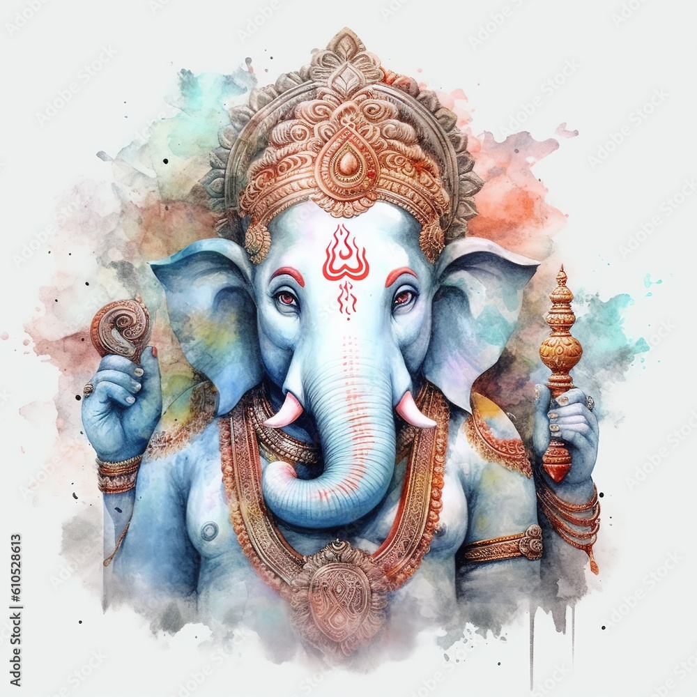 Illustration of Lord Ganesha for Ganesh Chaturthi with background. Ai ...