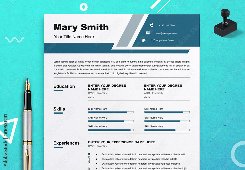 CV Resume Stock Template | Adobe Stock