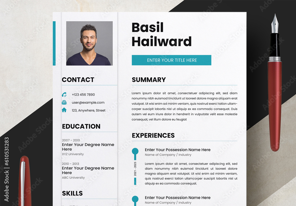 Marketing Person CV Presentation Stock Template | Adobe Stock