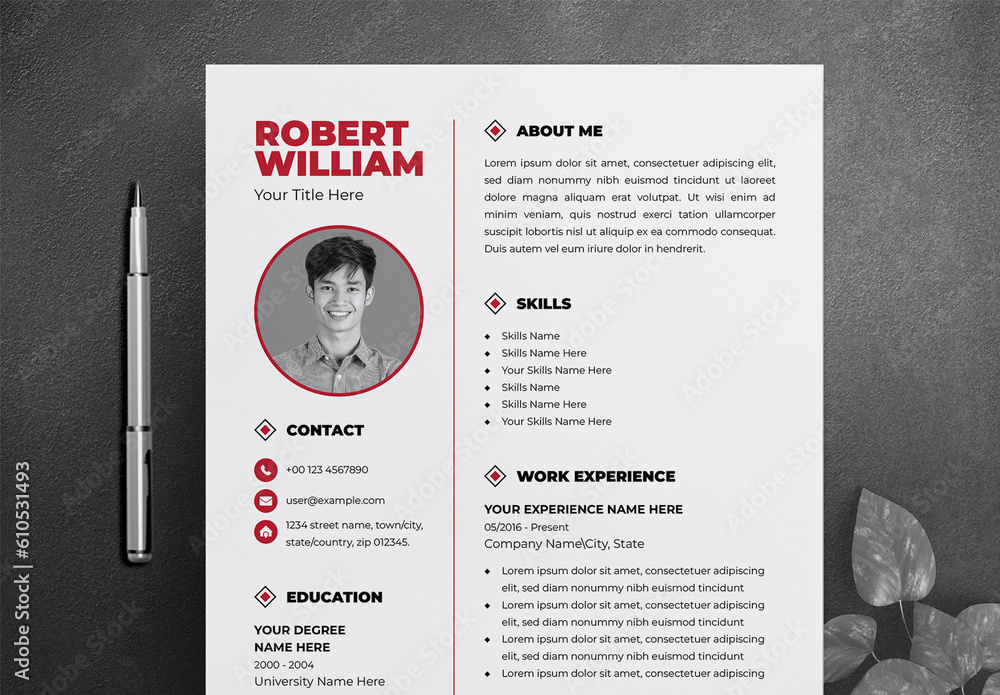 Resume Profile Stock Template | Adobe Stock