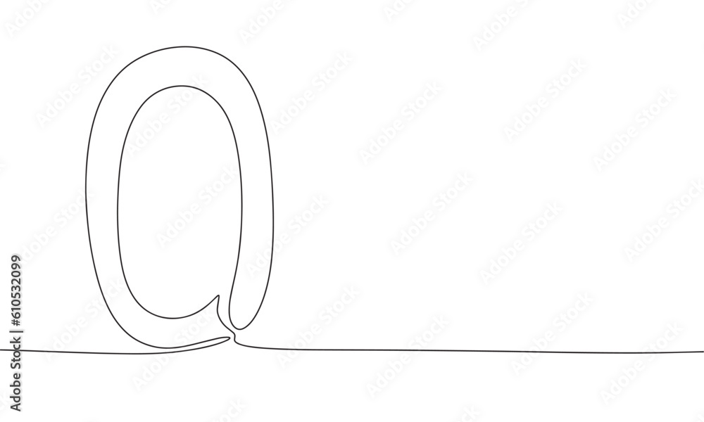 Number 0. One line continuous number zero isolated on white background ...