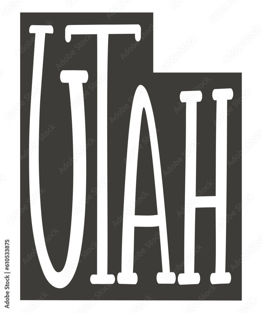 Utah. Vector silhouette state. Utah map with text script. Vector ...