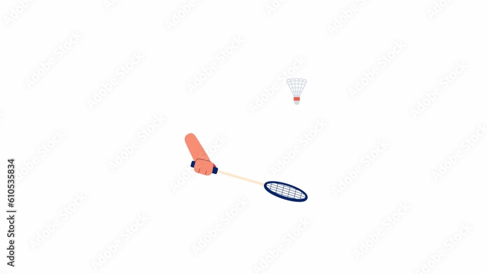 Shuttlecock hitting animation. Animated isolated 2D badminton racquet ...