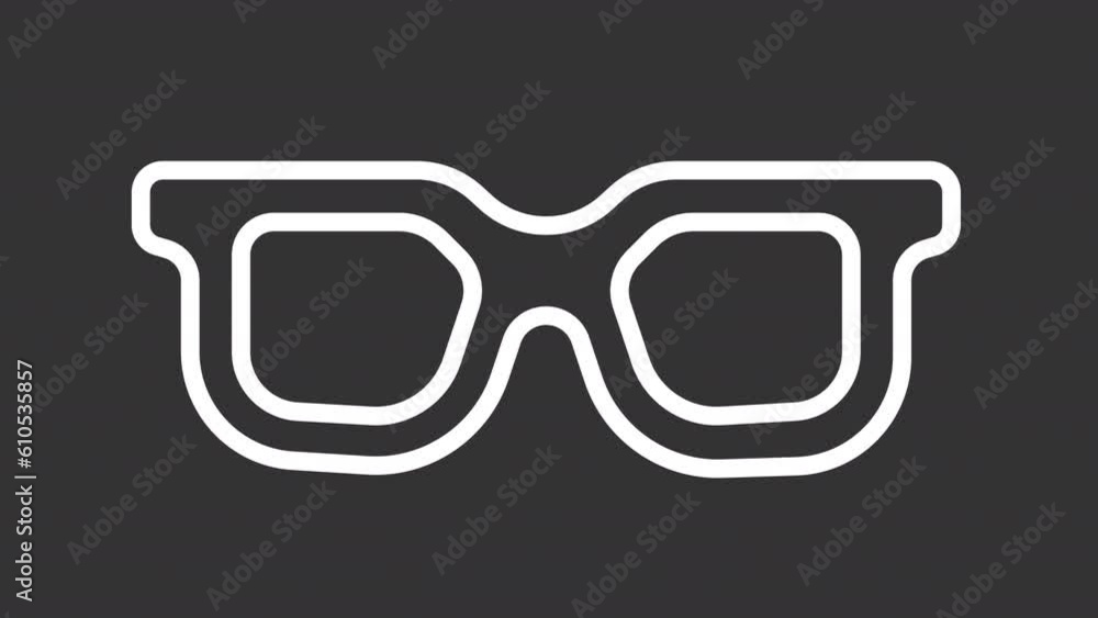 Animated glasses white line icon. Raising sunglasses animation. Sun ...