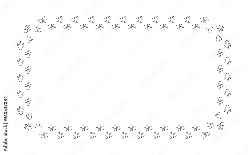 Dragon footprint frame. Hand drawn rectangle dinosaur paw print border ...