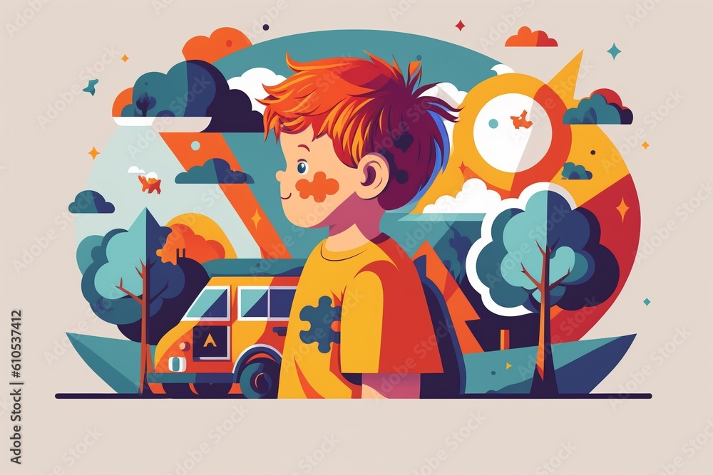 Generative AI. Autism. Child. Early signs of autism syndrome in ...