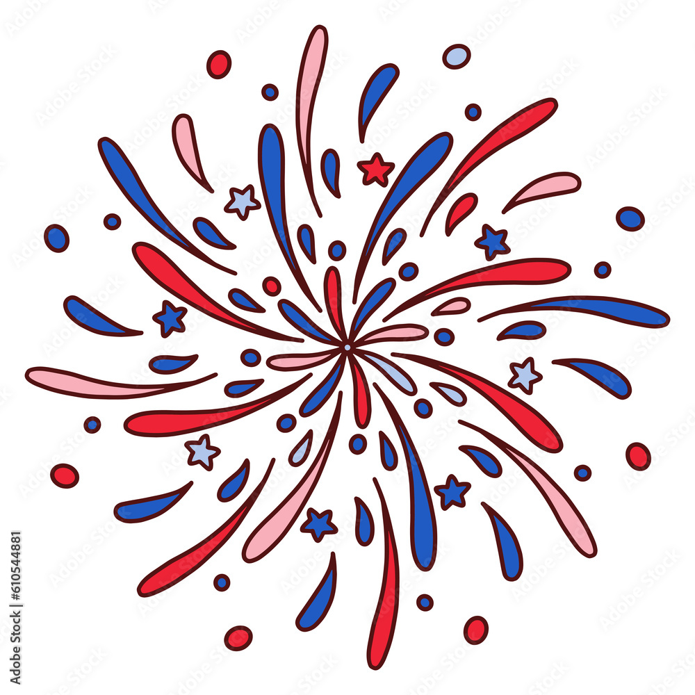 4th July Happy USA Independence Day Hand Drawing with Firework Stock ...