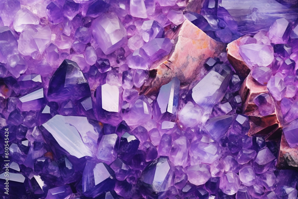 Beautiful close up texture of shiny amethyst crystal created with AI ...