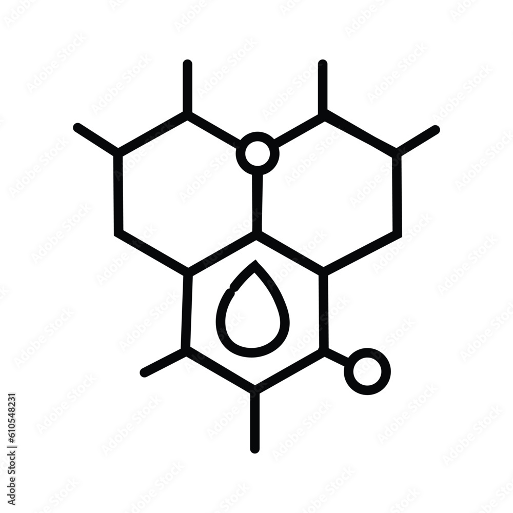 Hydrocarbon's molecula linear icon concept. Hydrocarbon's molecula line ...
