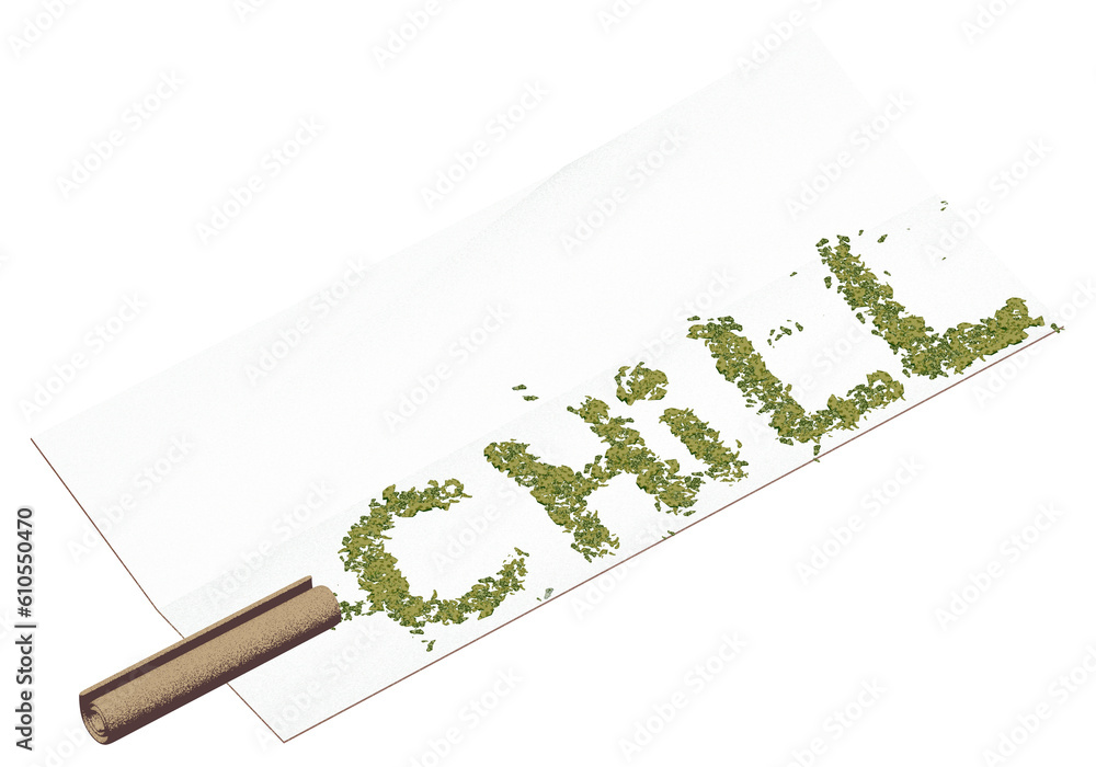 an illustration of a rolling joint with cannabis. The ground cannabis ...