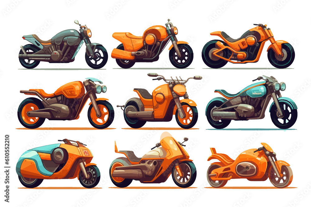 motorcycle set collection graphic clipart design Generative AI Stock ...