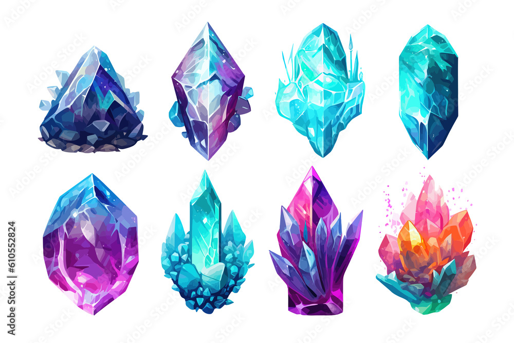 Crystal et collection graphic clipart design. Generative AI Stock ...